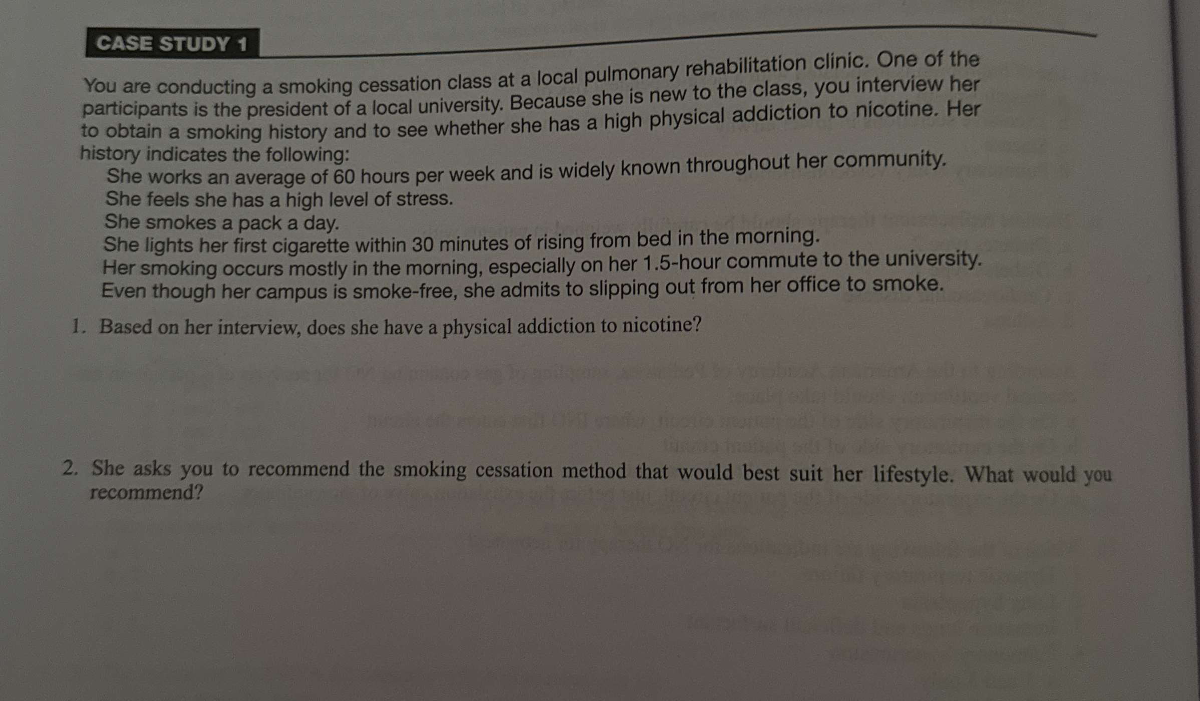 Solved CASE STUDY 1You are conducting a smoking cessation | Chegg.com
