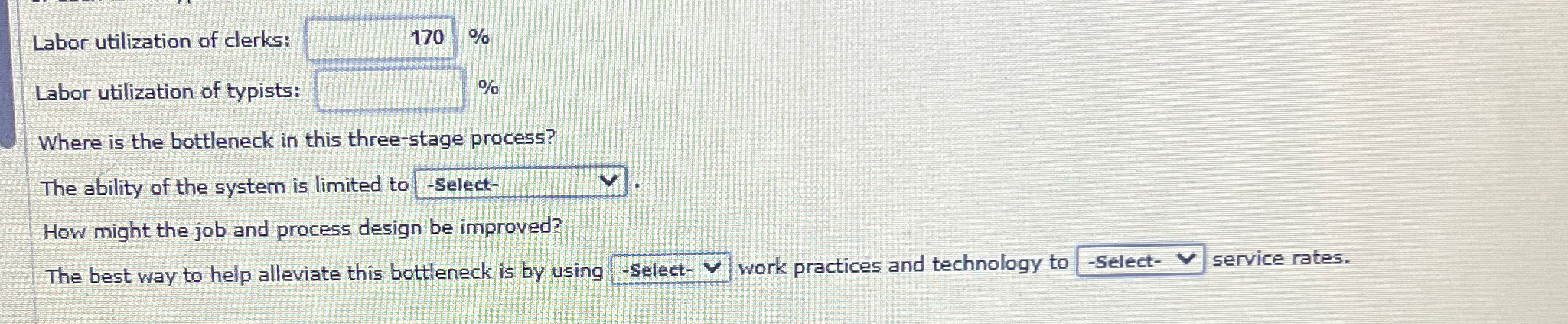 Solved Labor utilization of clerks: %Labor utilization of | Chegg.com