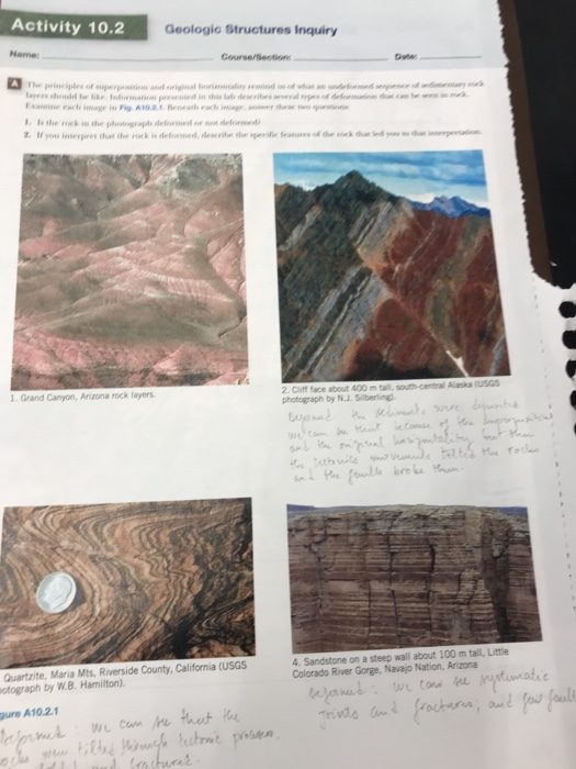 Solved Activity 10.2 Geologic structures Inquiry Nam | Chegg.com