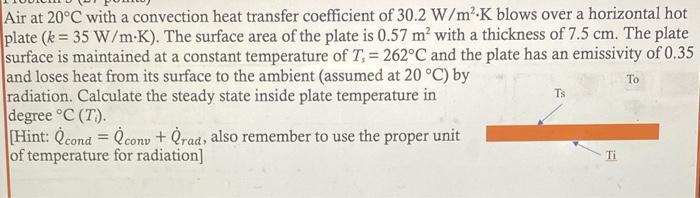 Solved Air at 20∘C with a convection heat transfer | Chegg.com