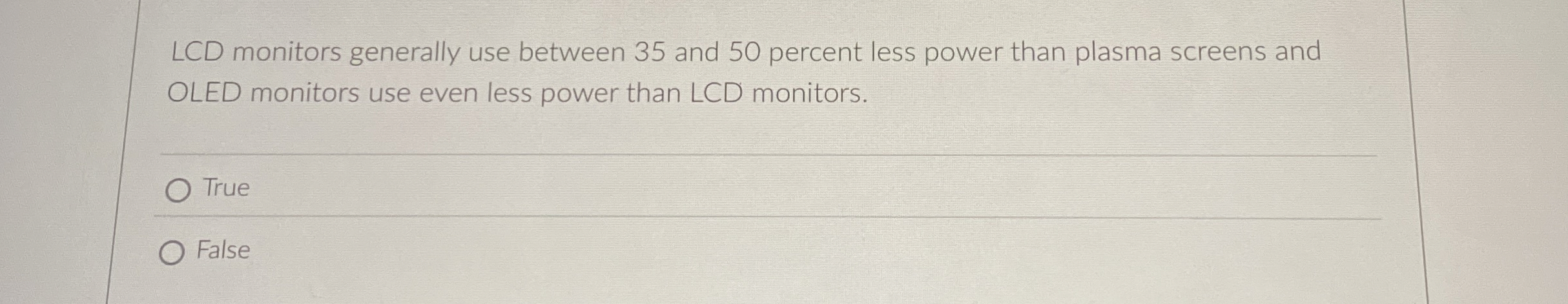 Solved LCD monitors generally use between 35 ﻿and 50 | Chegg.com