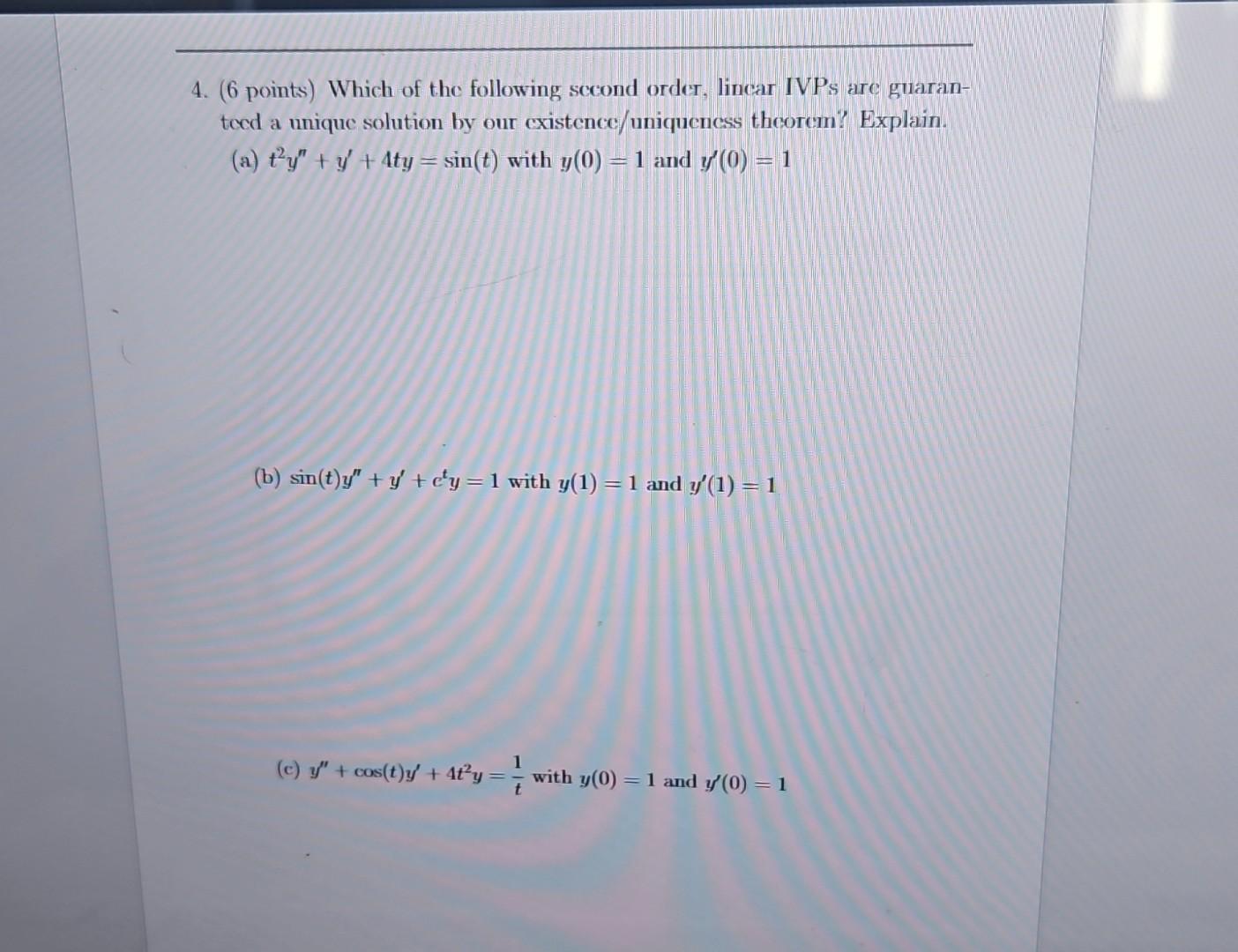 Solved 4. (6 points) Which of the following sccond order, | Chegg.com