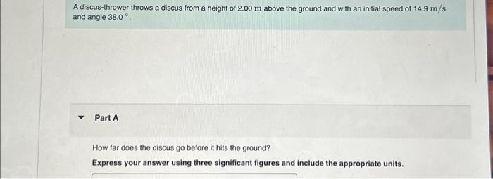 Solved A discus-thrower throws a discus from a height of | Chegg.com