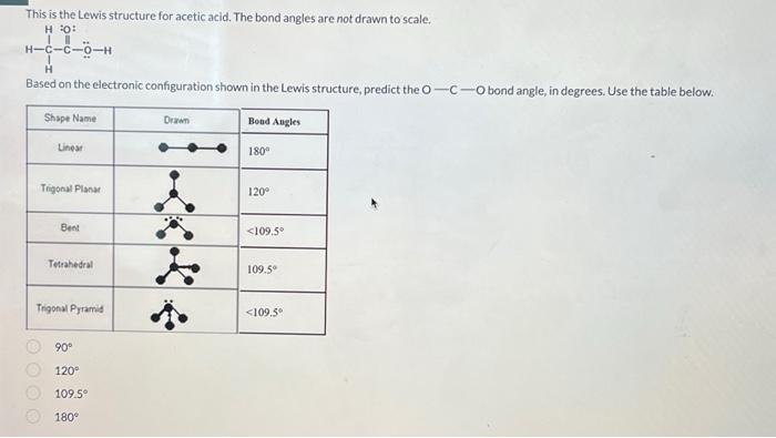 Solved This is the Lewis structure for acetic acid. The bond | Chegg.com