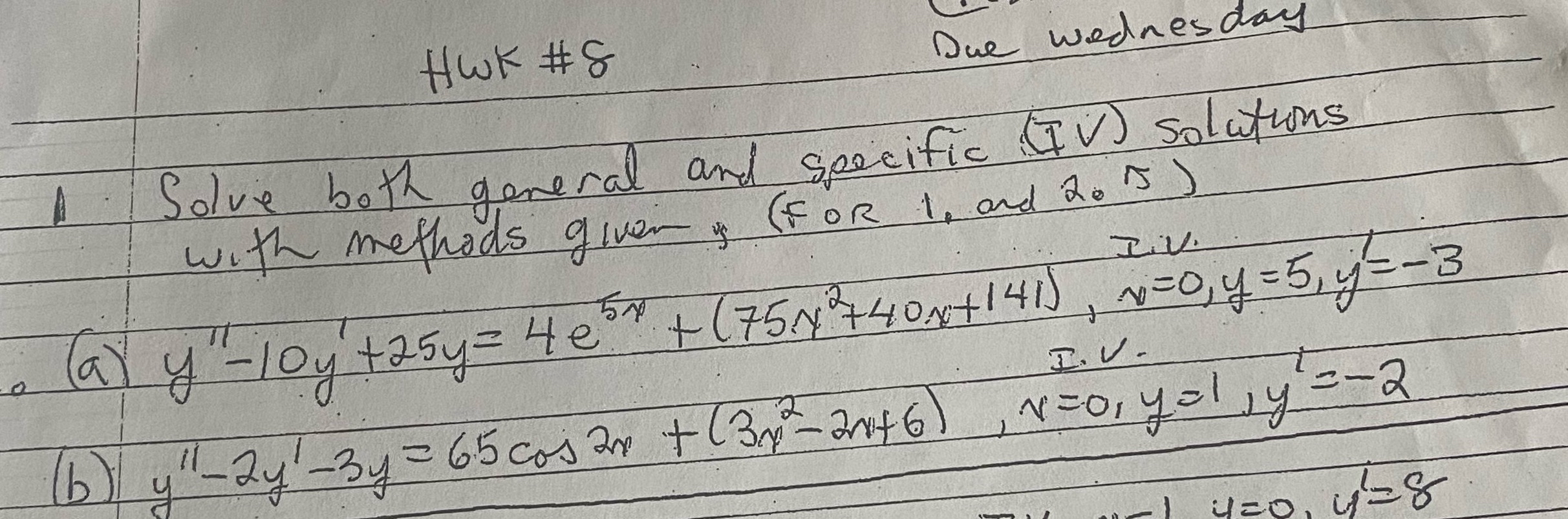 Solved Hwk # 8Due wednesdaySolve both general and specific | Chegg.com