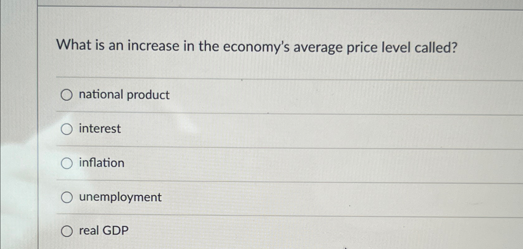 Solved What is an increase in the economy's average price | Chegg.com
