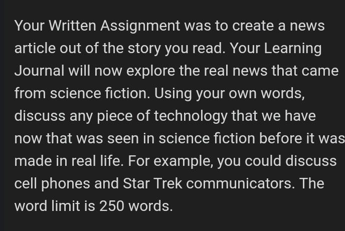 Solved Your Written Assignment was to create a news article | Chegg.com