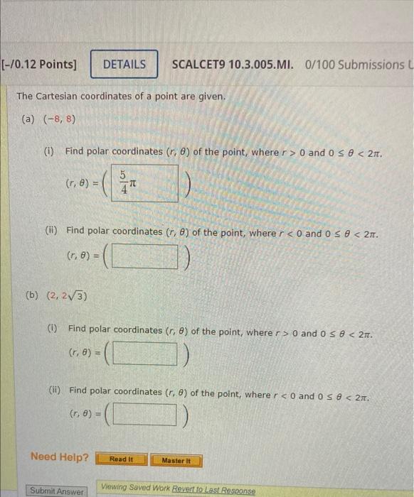 Solved [-70.12 Points] DETAILS SCALCET9 10.3.005.MI. 0/100 | Chegg.com