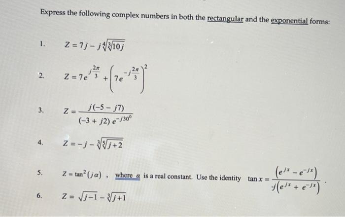 Solved Express the following complex numbers in both the | Chegg.com