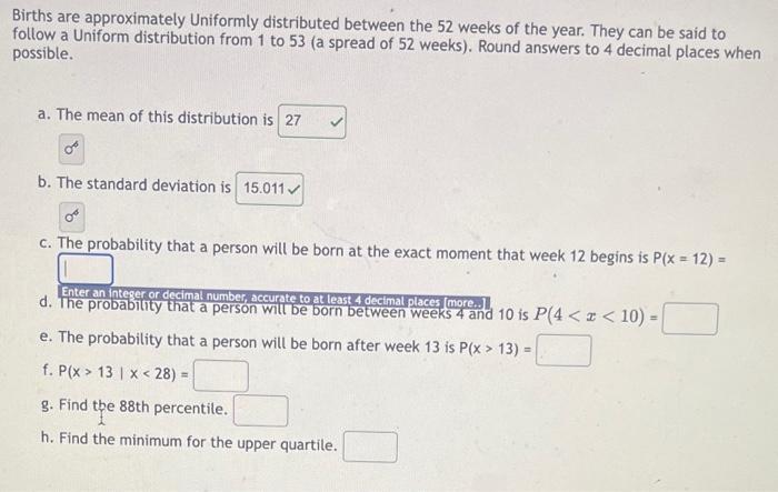 Solved Births are approximately Uniformly distributed | Chegg.com