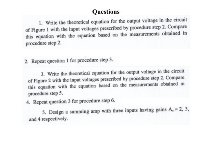 Solved 1. Write the theoretical equation for the output | Chegg.com
