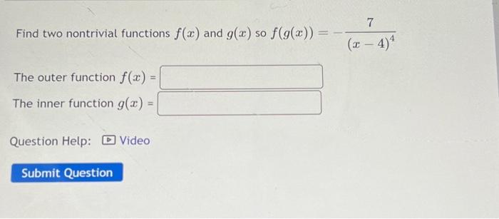 Solved Find two nontrivial functions f(x) and g(x) so | Chegg.com
