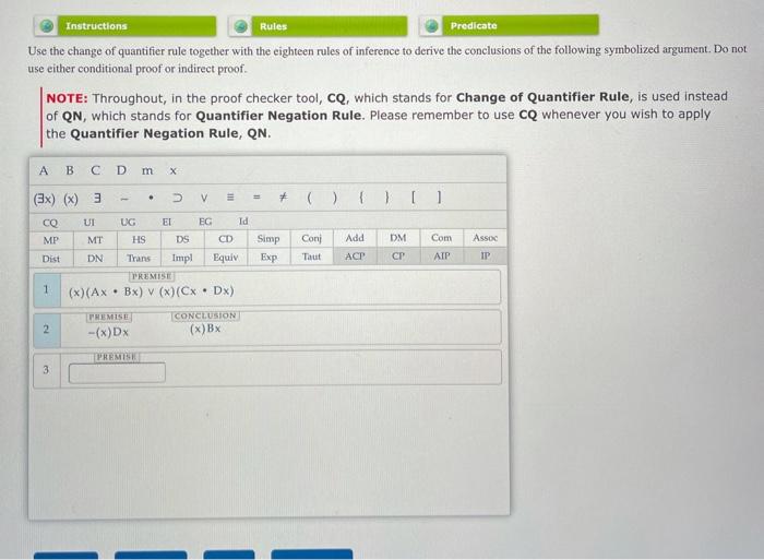Solved Instructions Rules Predicate Use the change of | Chegg.com