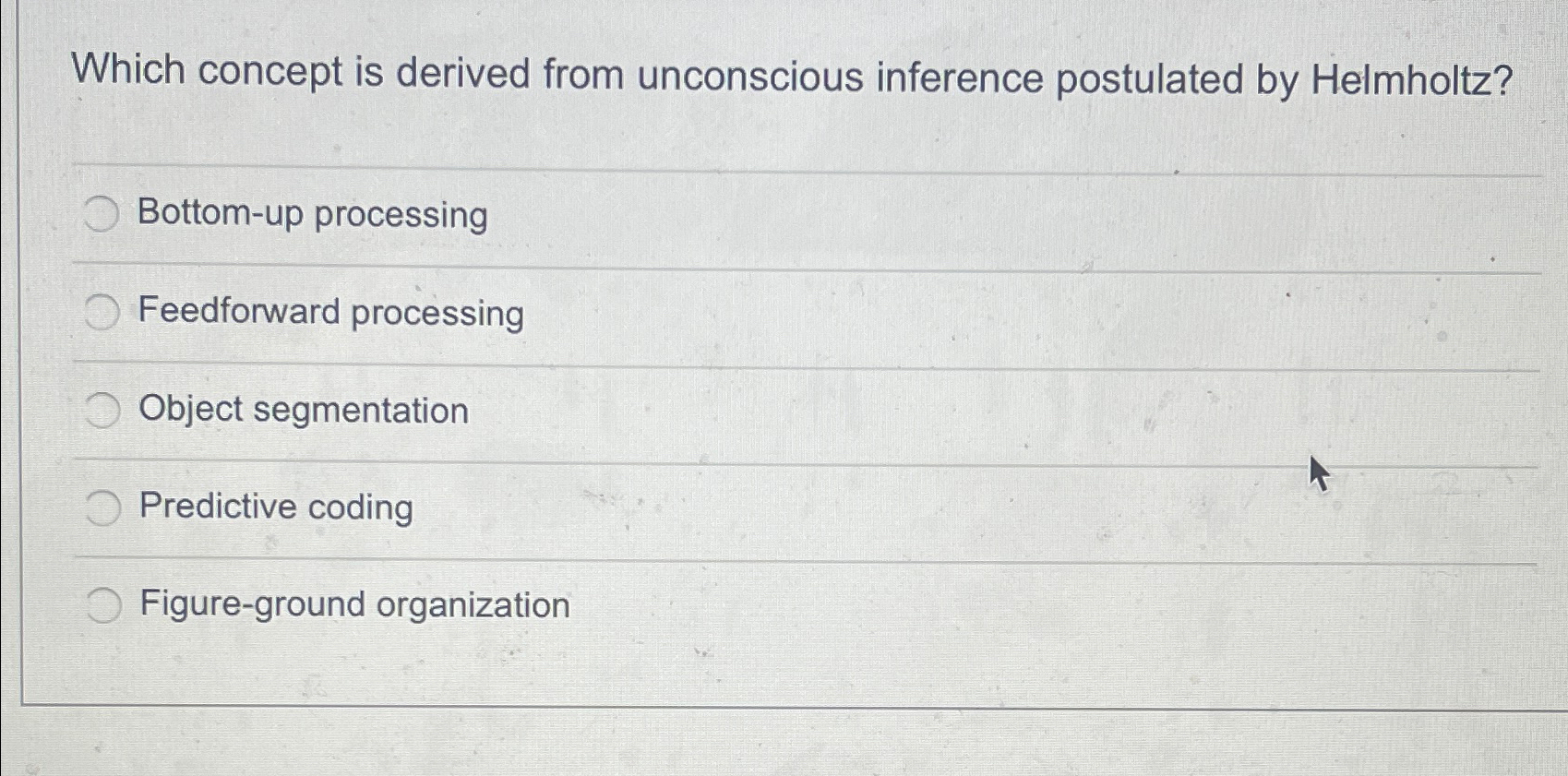 Solved Which concept is derived from unconscious inference | Chegg.com
