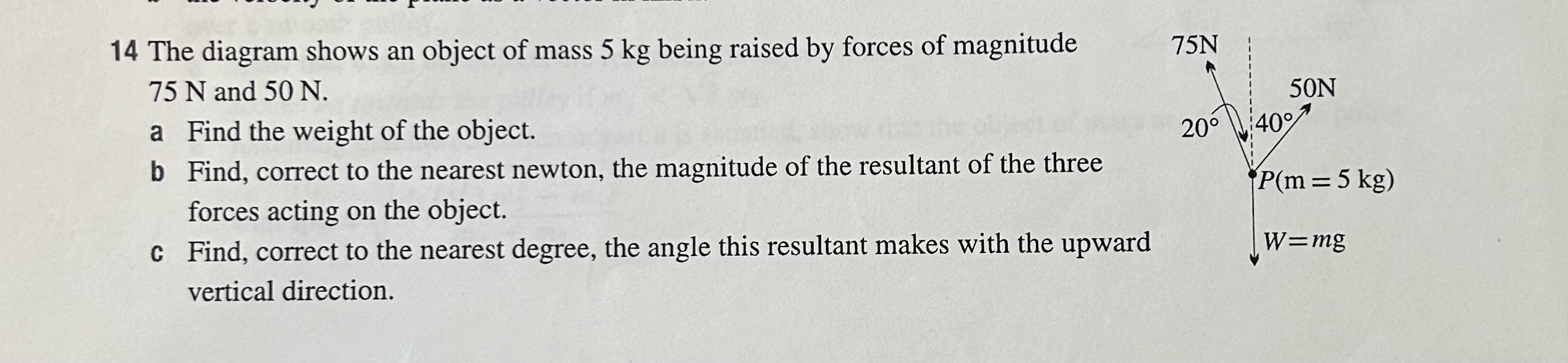 Solved 14 ﻿The diagram shows an object of mass 5kg ﻿being | Chegg.com