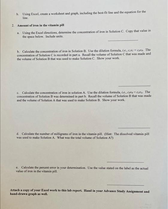 DATA 1. Preparation of the standard iron solutions | Chegg.com