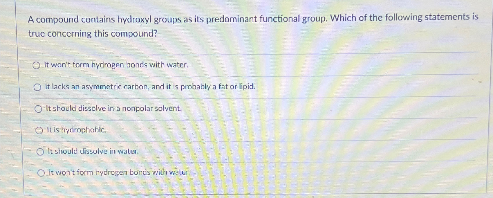 Solved A compound contains hydroxyl groups as its | Chegg.com