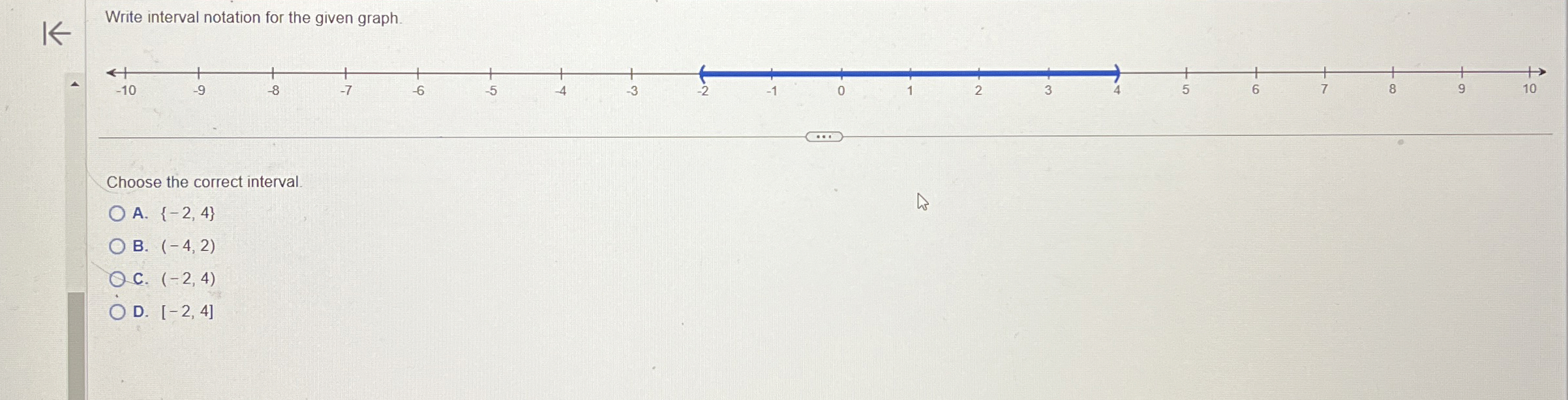 Solved Write Interval Notation For The Given Graphchoose 1601