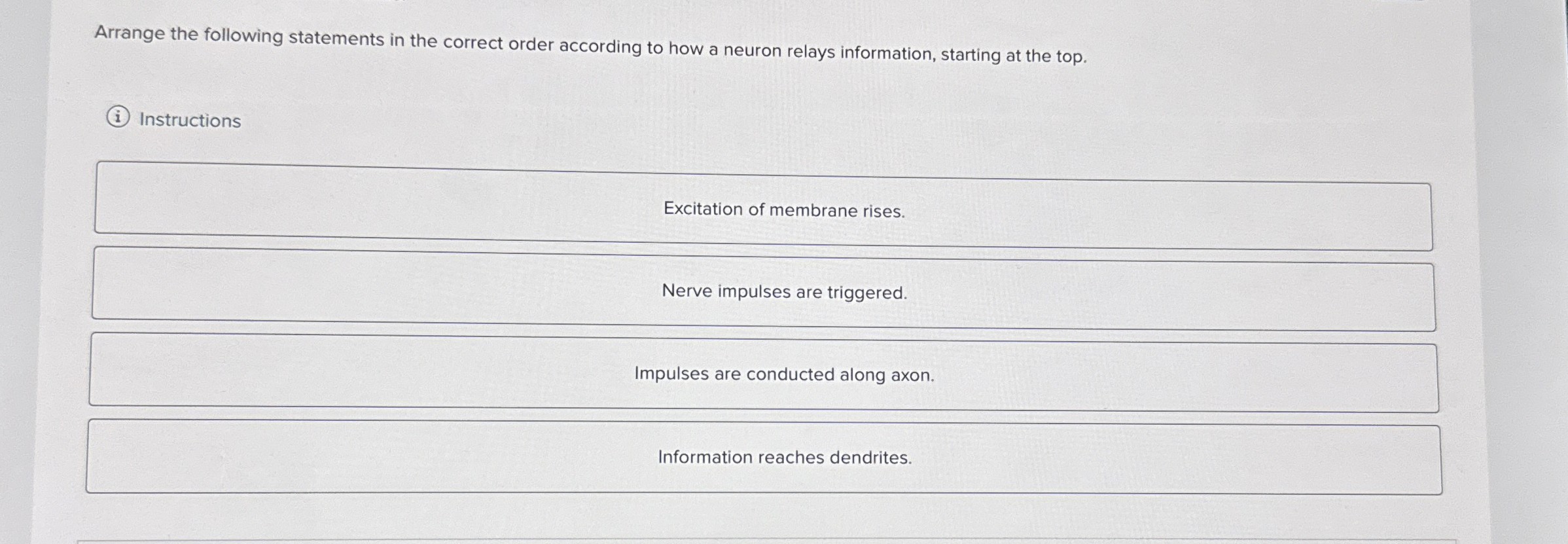Solved Arrange the following statements in the correct order | Chegg.com