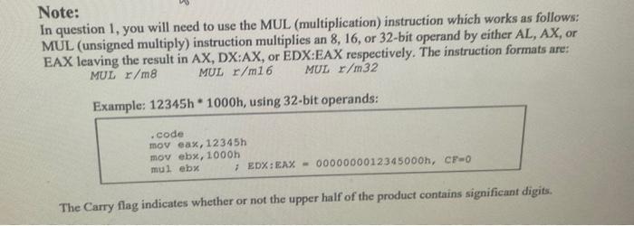 Solved Question 1: [5 point] Write an assembly program that | Chegg.com
