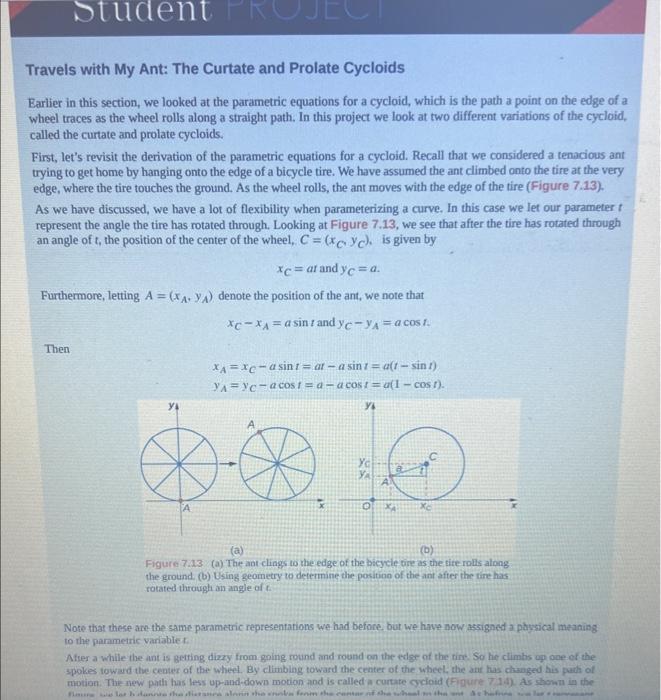 Solved Travels with My Ant: The Curtate and Prolate Cycloids | Chegg.com