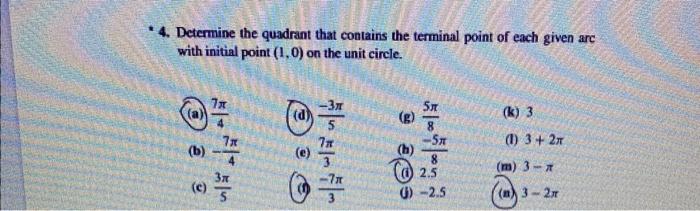 Solved 4. Determine the quadrant that contains the terminal | Chegg.com