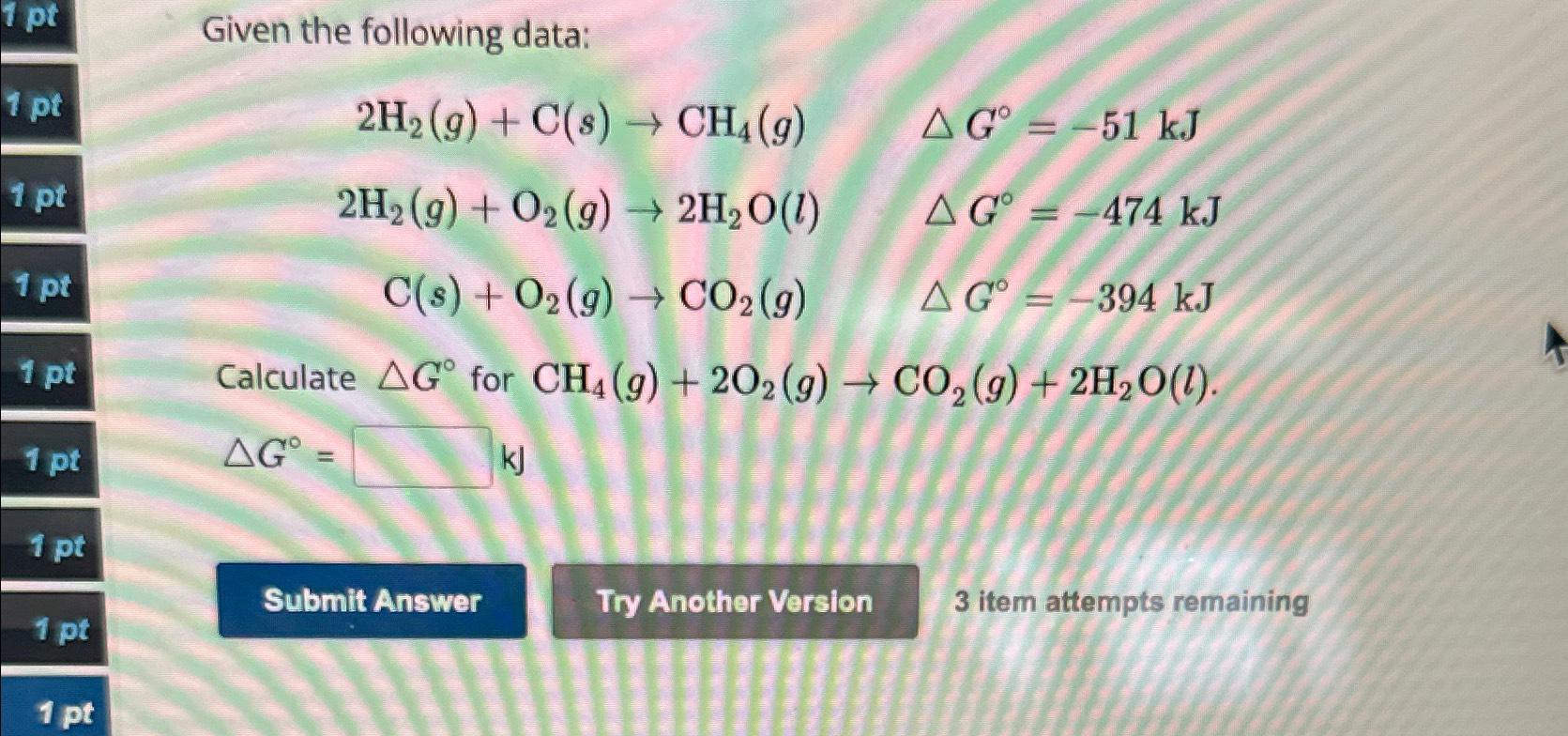 Solved Given the following data:2H2(g)+C(s)→CH4(g), ﻿Delta | Chegg.com