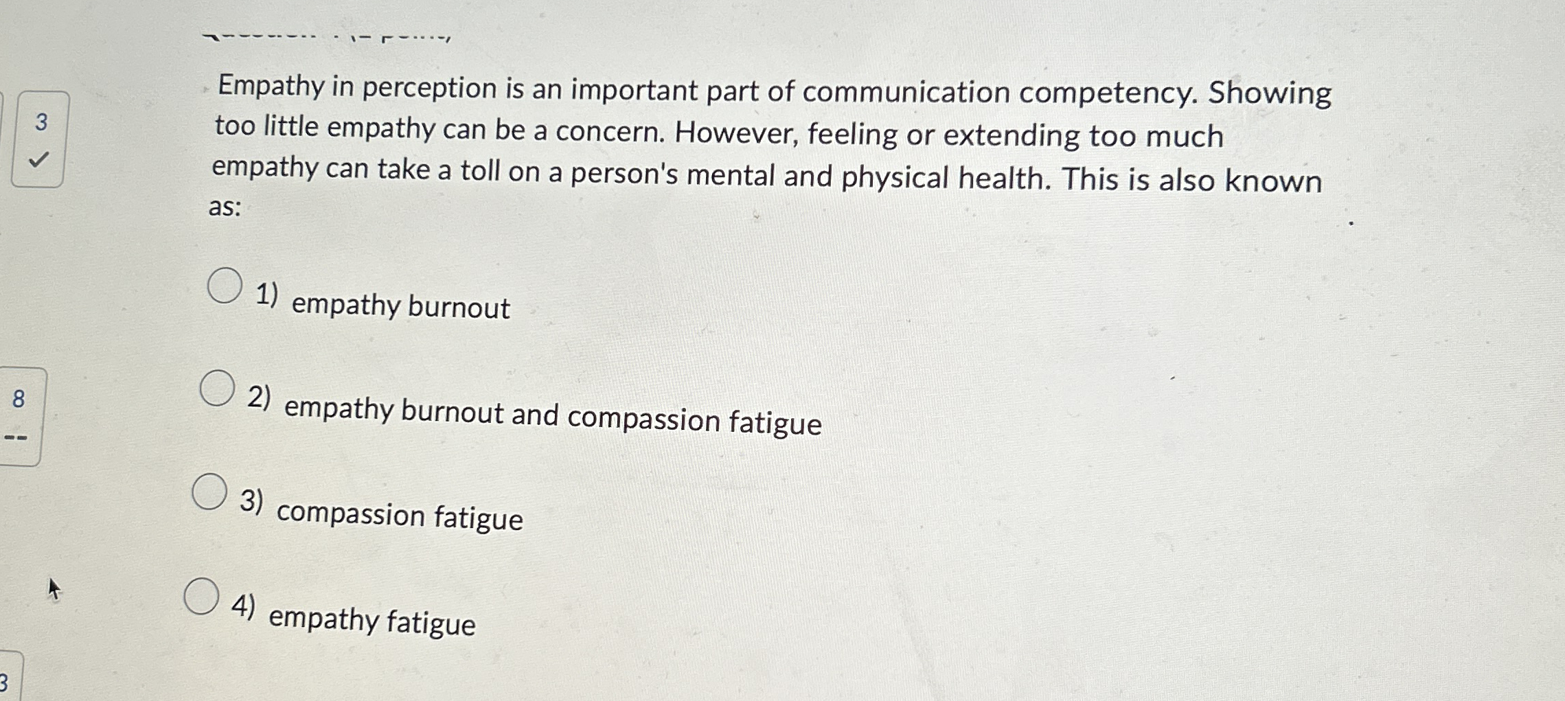 Solved Empathy in perception is an important part of | Chegg.com