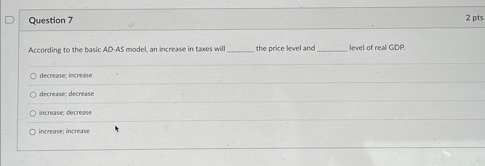 Solved Question 72 ﻿ptsAccording to the basic AD-AS model, | Chegg.com