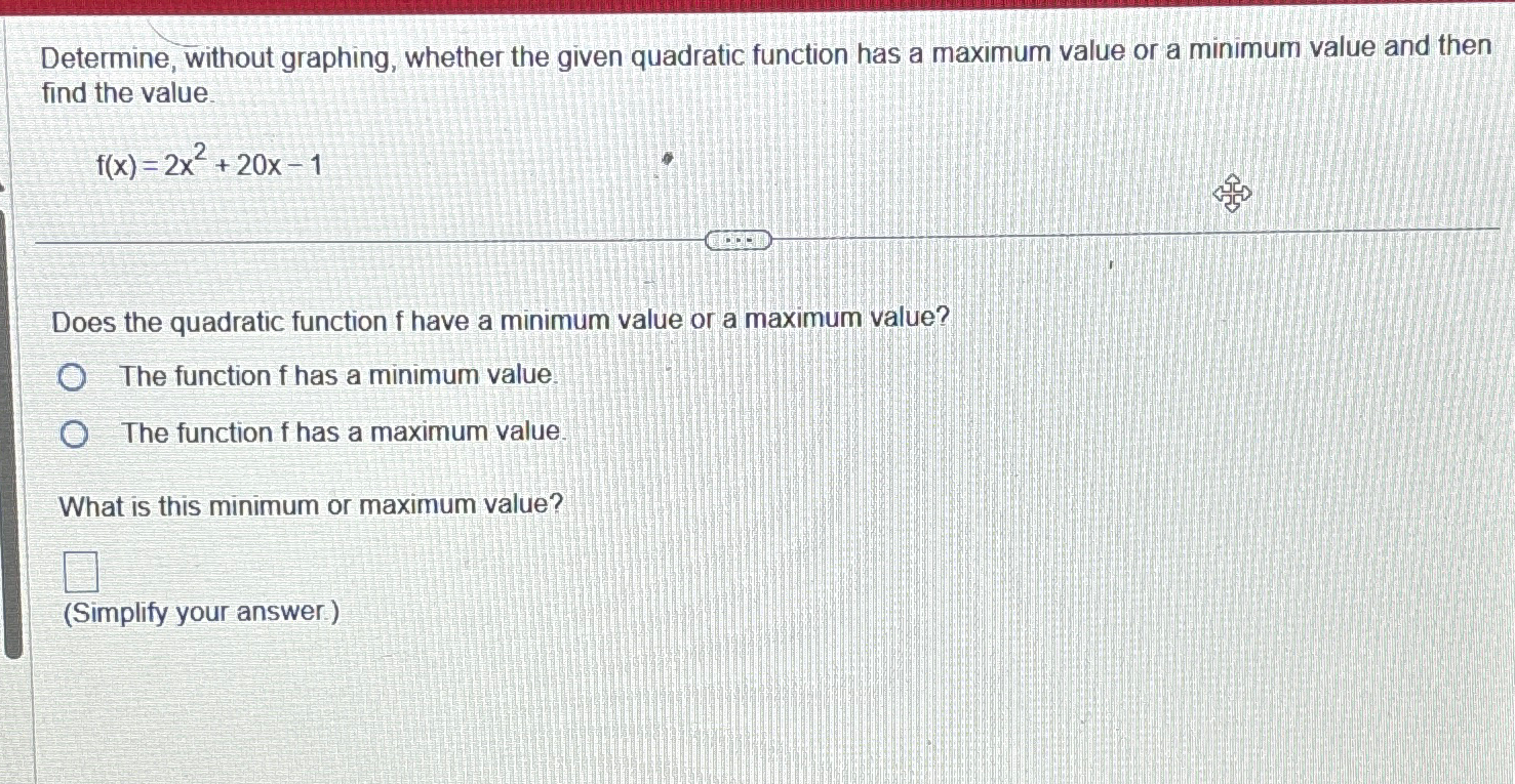 Solved Determine, without graphing, whether the given | Chegg.com