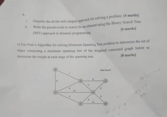 b. i. Deseribe the divide and conquer approach for | Chegg.com