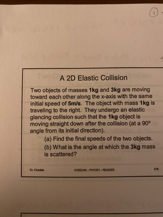 Solved A 2D Elastic Collision Two objects of masses 1kg and | Chegg.com