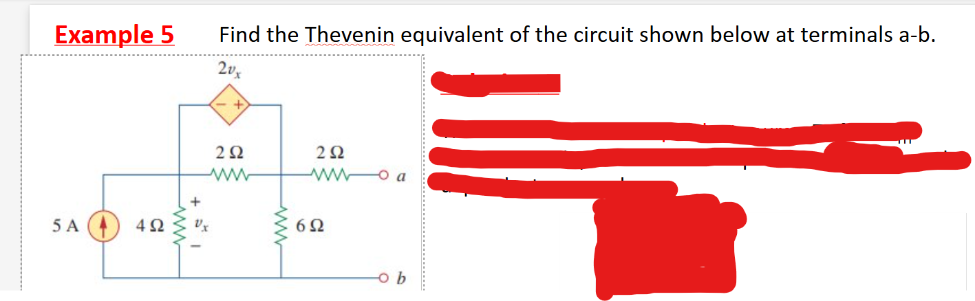 Solved Example 5 ﻿Find the Thevenin equivalent of the | Chegg.com