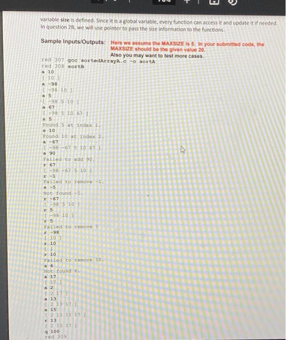 Solved Question 2 Maintaining sorted array Question 2A | Chegg.com