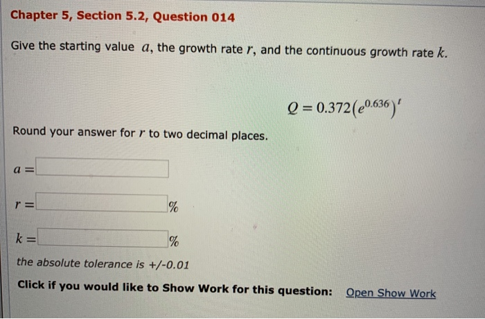 Solved Chapter 5, Section 5.2, Question 014 Give the | Chegg.com