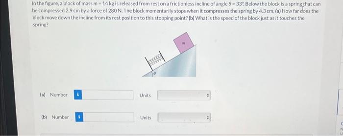 Solved In the figure, a block of mass m=14 kg is released | Chegg.com