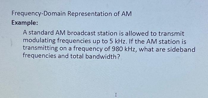 Solved Frequency-Domain Representation of AM Example: A | Chegg.com