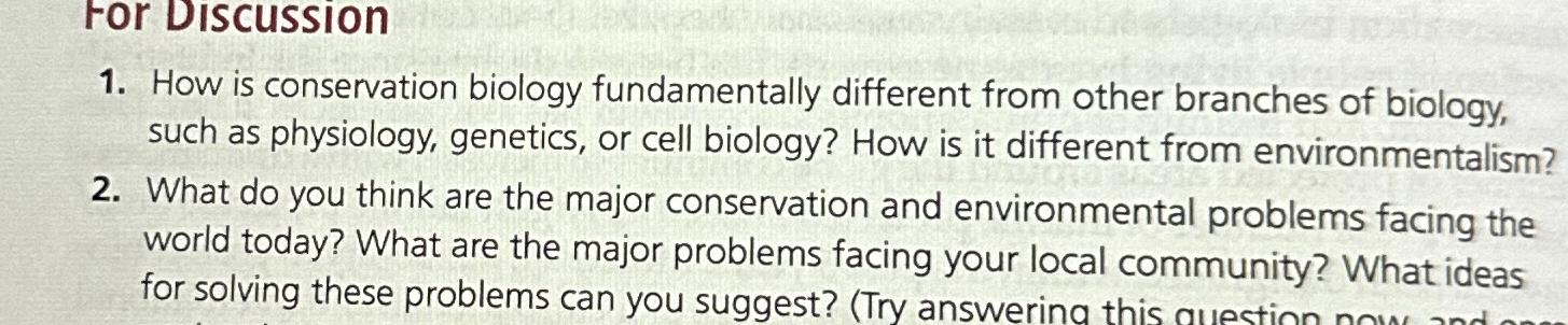 Solved How is conservation biology fundamentally different | Chegg.com