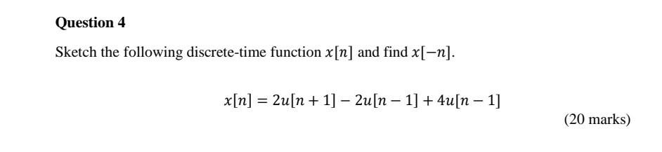 Solved Sketch the following discrete-time function x[n] and | Chegg.com