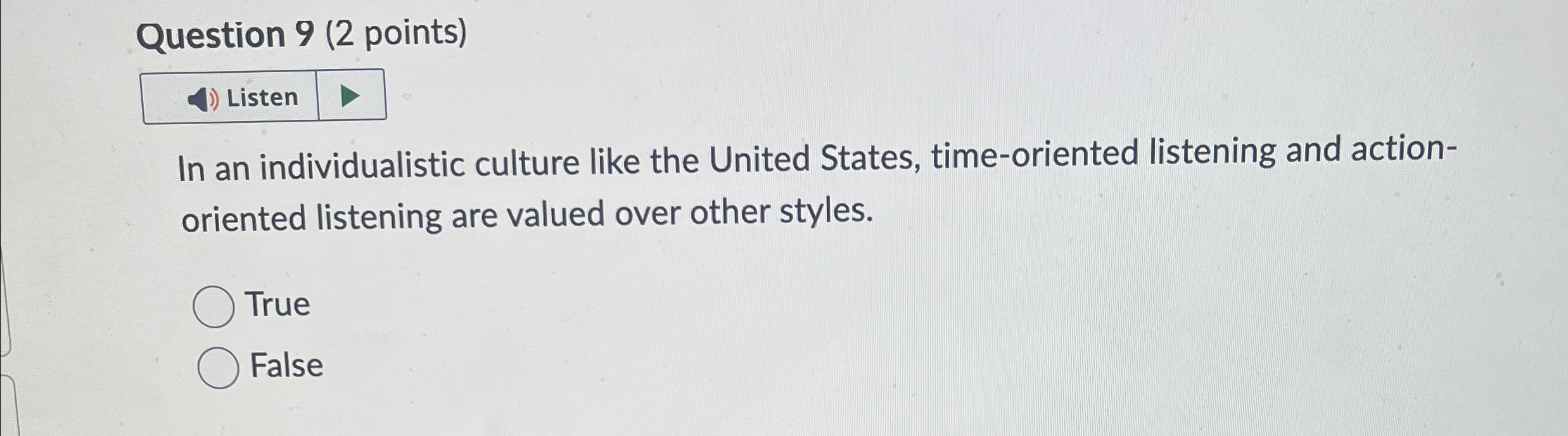 Solved Question 9 (2 ﻿points)In an individualistic culture | Chegg.com