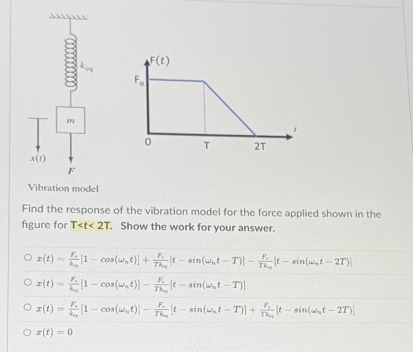 Solved Vibration modelFind the response of the vibration | Chegg.com