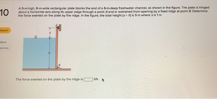 Solved A 9-m-high, 8-m-wide rectangular plate blocks the end | Chegg.com
