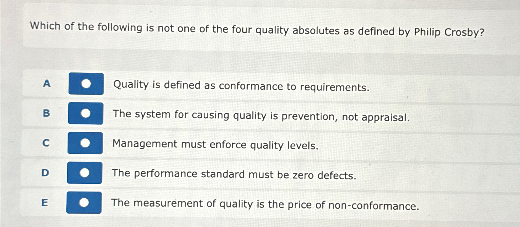 Solved Which of the following is not one of the four quality | Chegg.com