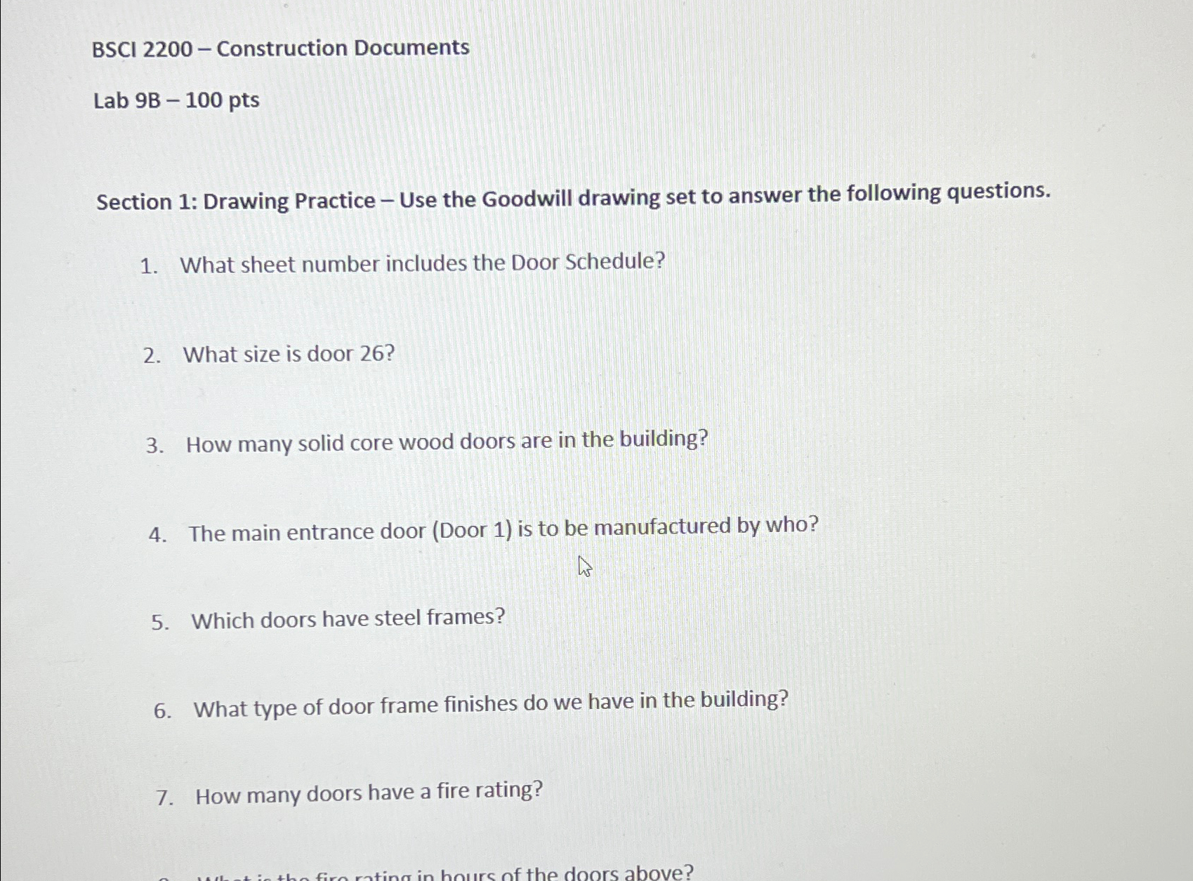 Solved BSCI 2200 - ﻿Construction DocumentsLab 9B-100 | Chegg.com