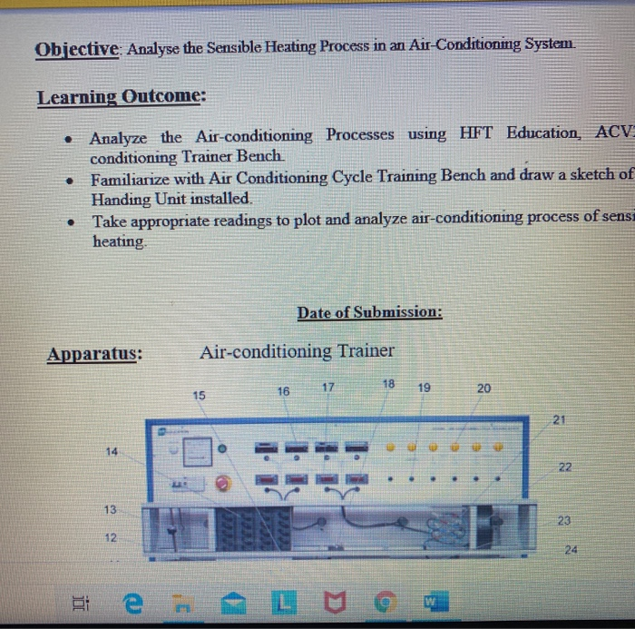 Objective Analyse the Sensible Heating Process in an | Chegg.com