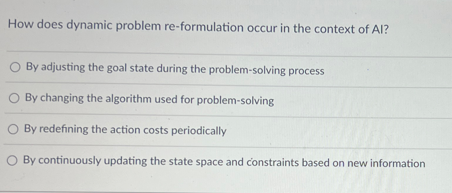 Solved How does dynamic problem re-formulation occur in the | Chegg.com