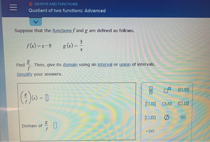 Solved g(x) = GRAPHS AND FUNCTIONS Quotient of two | Chegg.com
