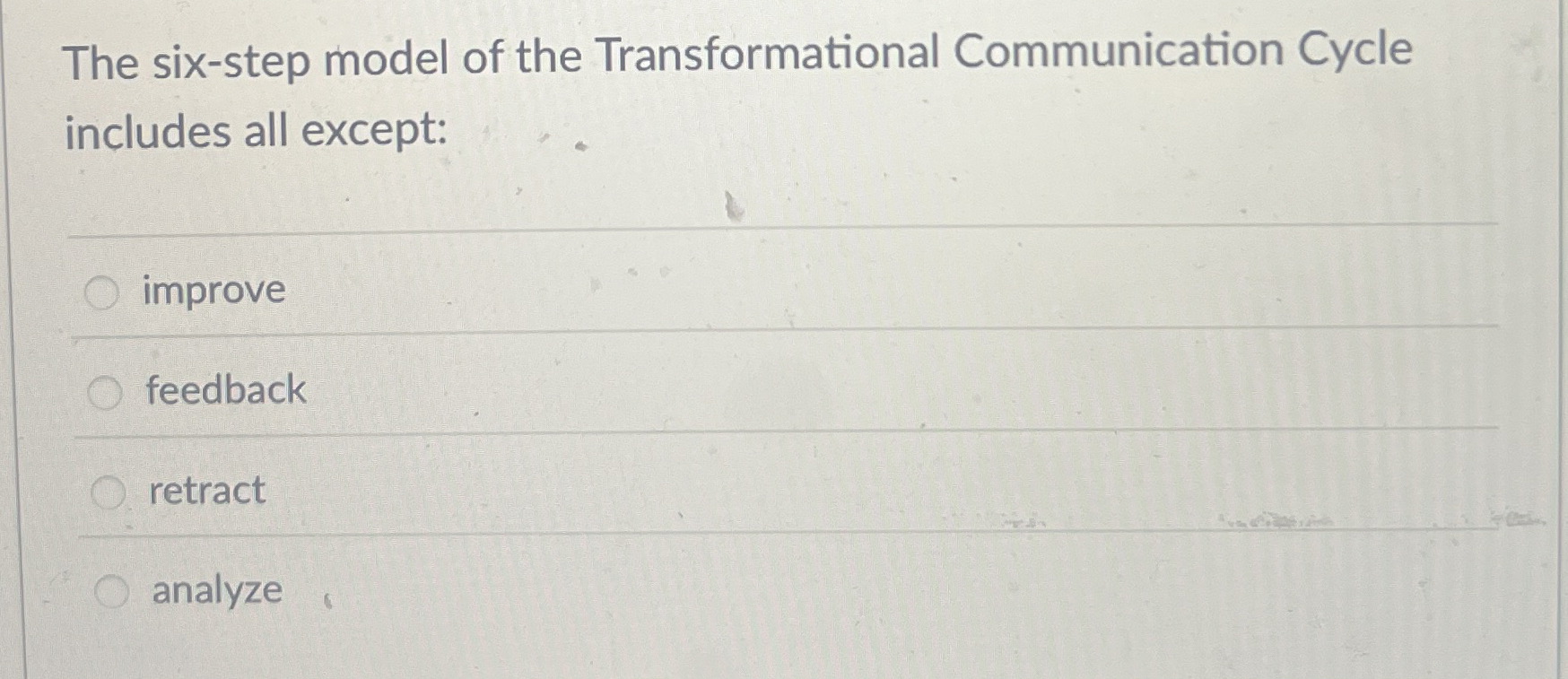Solved The six-step model of the Transformational | Chegg.com