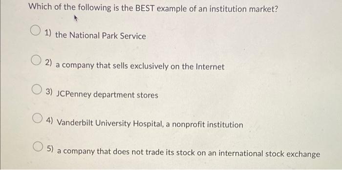 Solved Which of the following is the BEST example of an | Chegg.com