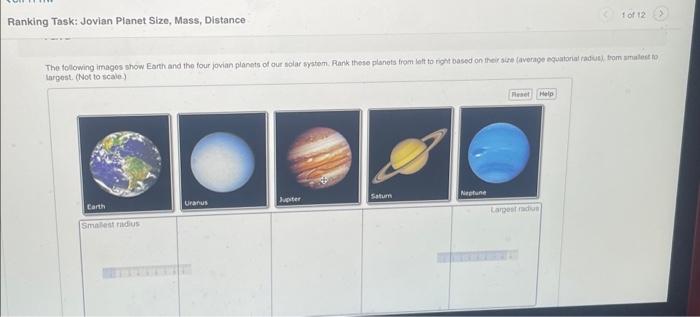 Solved Ranking Task: Jovian Planet Size, Mass, Distance | Chegg.com